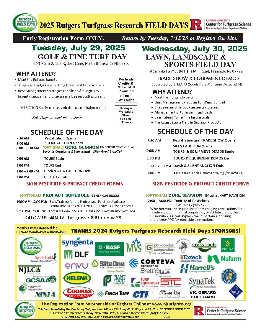 2025 Rutgers Turfgrass Research Field Days — Plant & Pest Advisory